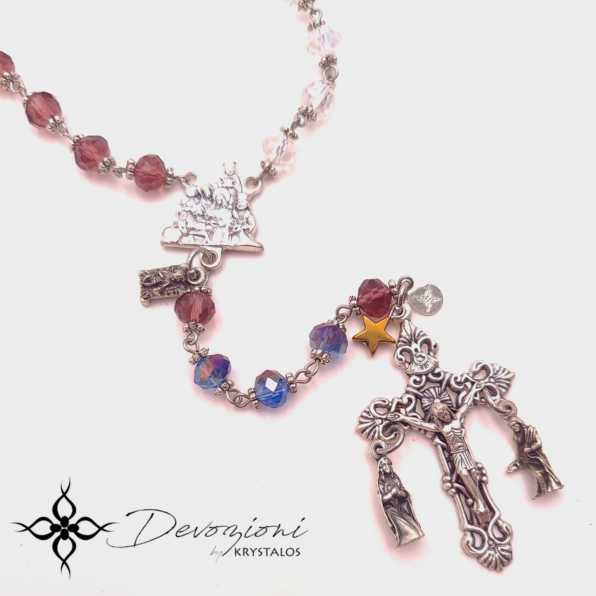 Advent Holy Rosary in Crystals, Hematites, Italian Medals and Stainles ...
